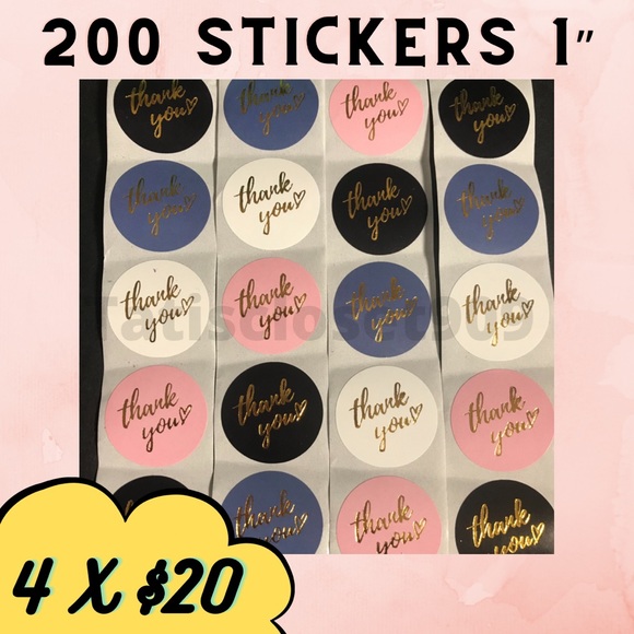 Office | 20 Thank You Stickers Size 1 4 Colors | Poshmark